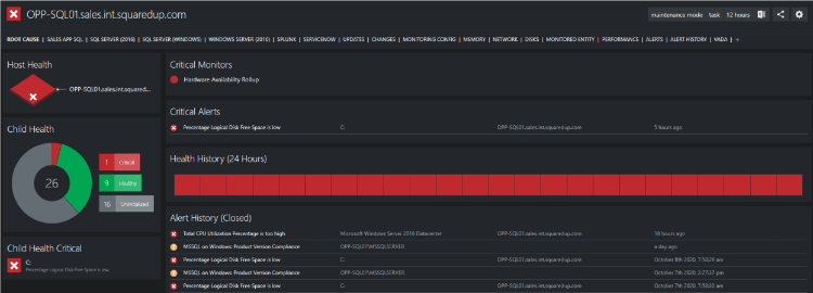 Root Cause perspective — NOC Operator dashboard — SquaredUp DS